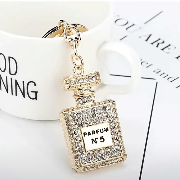 Accessories | Silver Rhinestone Perfume Bag Charm Keychain | Poshmark